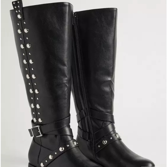 torrid | Shoes | Torrid Black Kneehigh Boots With Silver Accents | Poshmark